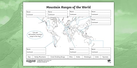 Mountain Ranges in the UK Map Activity Worksheet